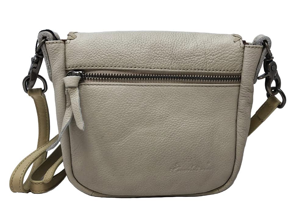MMontana West Real Leather Messenger Purse Crossbody Purse Conchos Stitching Beige