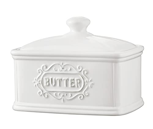 Hand-painted Ceramic Butter Dish With Lid TAWCHES Butter Box Butter Keeper Crock for countertop And butter holder Vintage Kitchen Farmhouse Decor Butter Churner