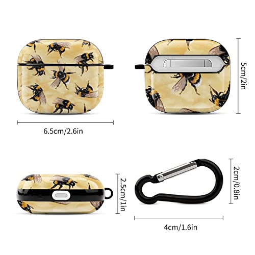 Honey Bees Case Cover Portable PC Shell Headphone Case with Keychain Compatible with AirPods 3