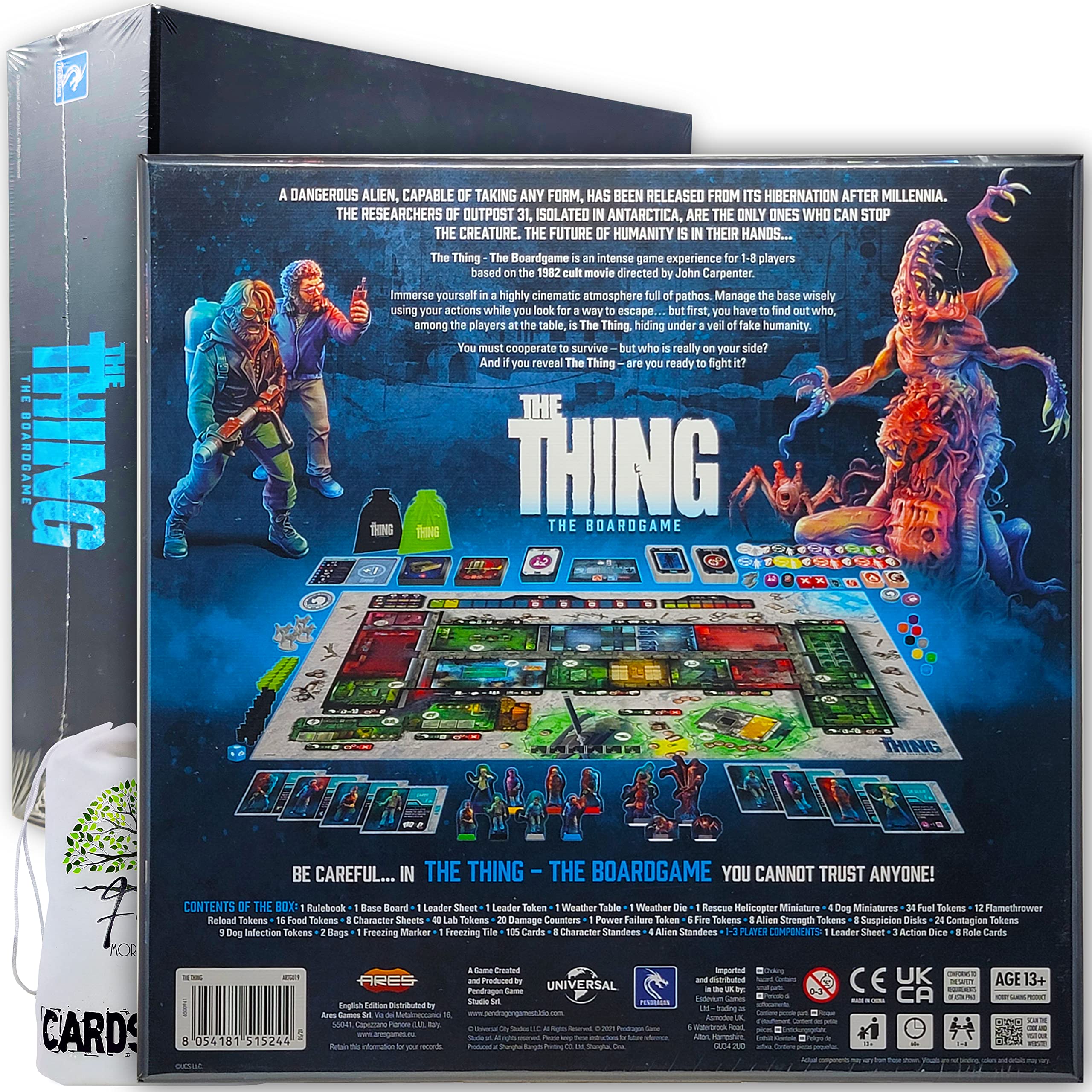 Fapeto More Than A Simple Name Drawstring Bag Bundle with The Thing Base, The Norwegian Outpost and Human Miniatures Expansion Board Game