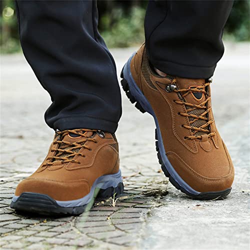FASDNENDYS Fashion Summer and Autumn Men Hiking Shoes Solid Color Lace Up Flat Bottom Mens Air 1 Low Sneaker Size 9 Brown