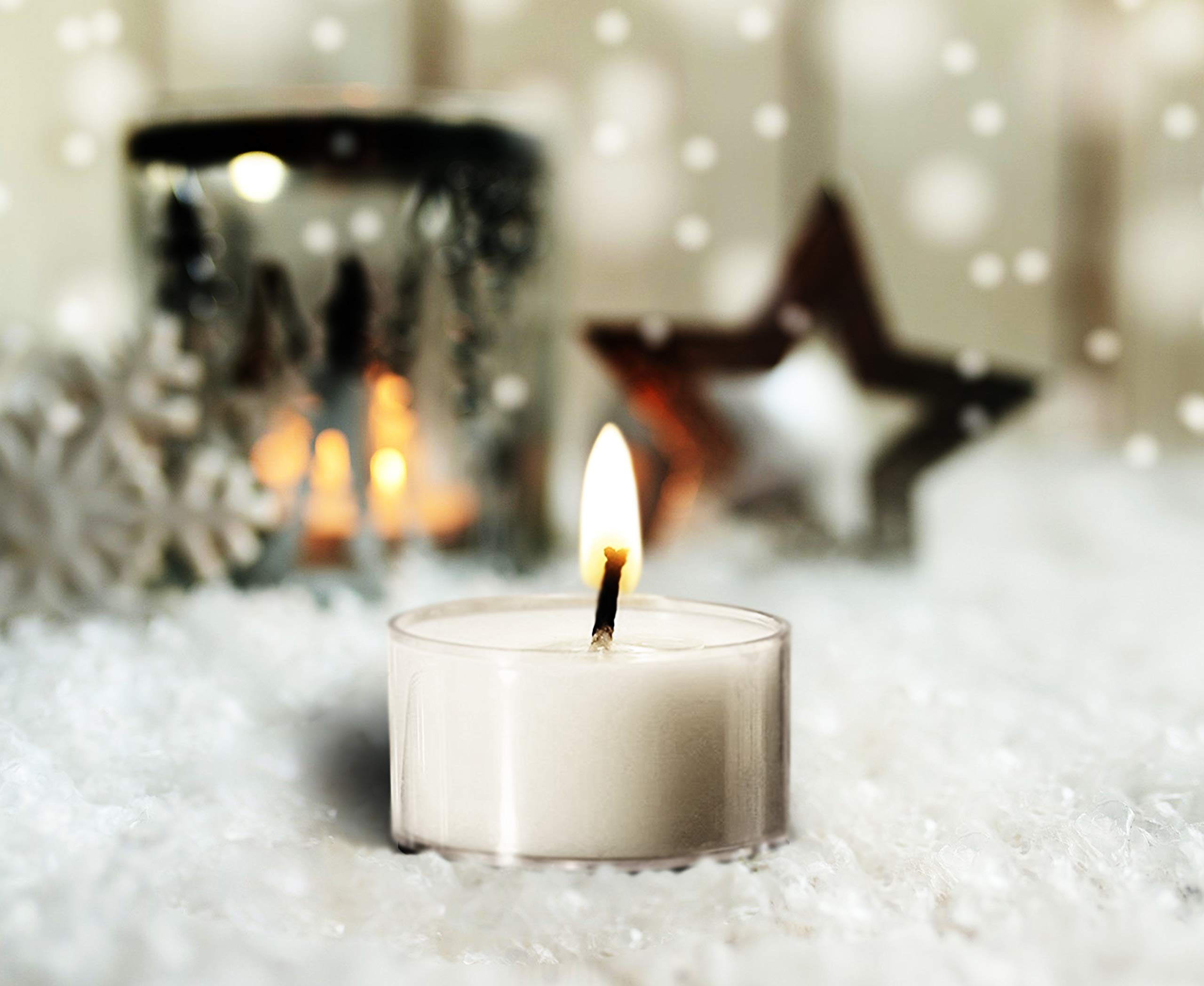 Ner Mitzvah Tea Light Candles - 50 Bulk Pack - White Unscented Tealight Candles in Clear Cup - Long Burning - 4.5 Hour