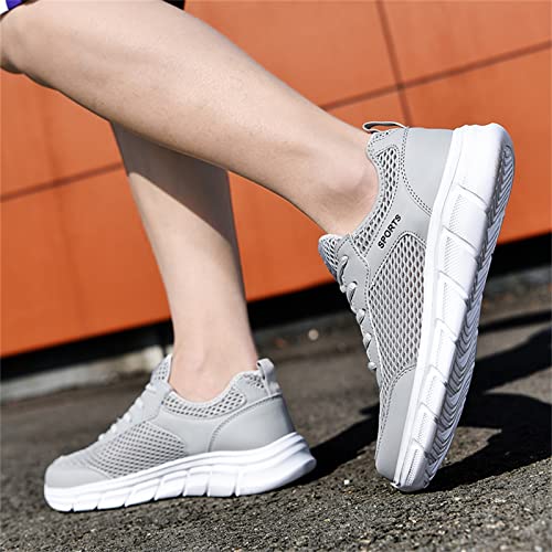 FASDNENDYS Fashion Summer Men Breathable Mesh Flat Elastic Casual Shoes Mens Sneaker Shoes Size 12 Grey