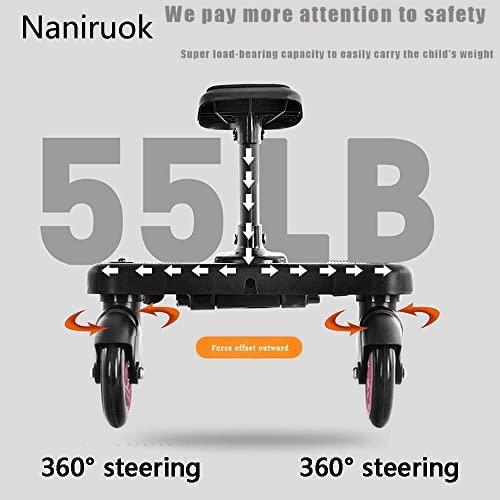 Universal Stroller Board with Detachable Seat,Stroller Glider Board Suitable for Most Brands of Strollers, Holds Children Up to 55lbs (Pink)