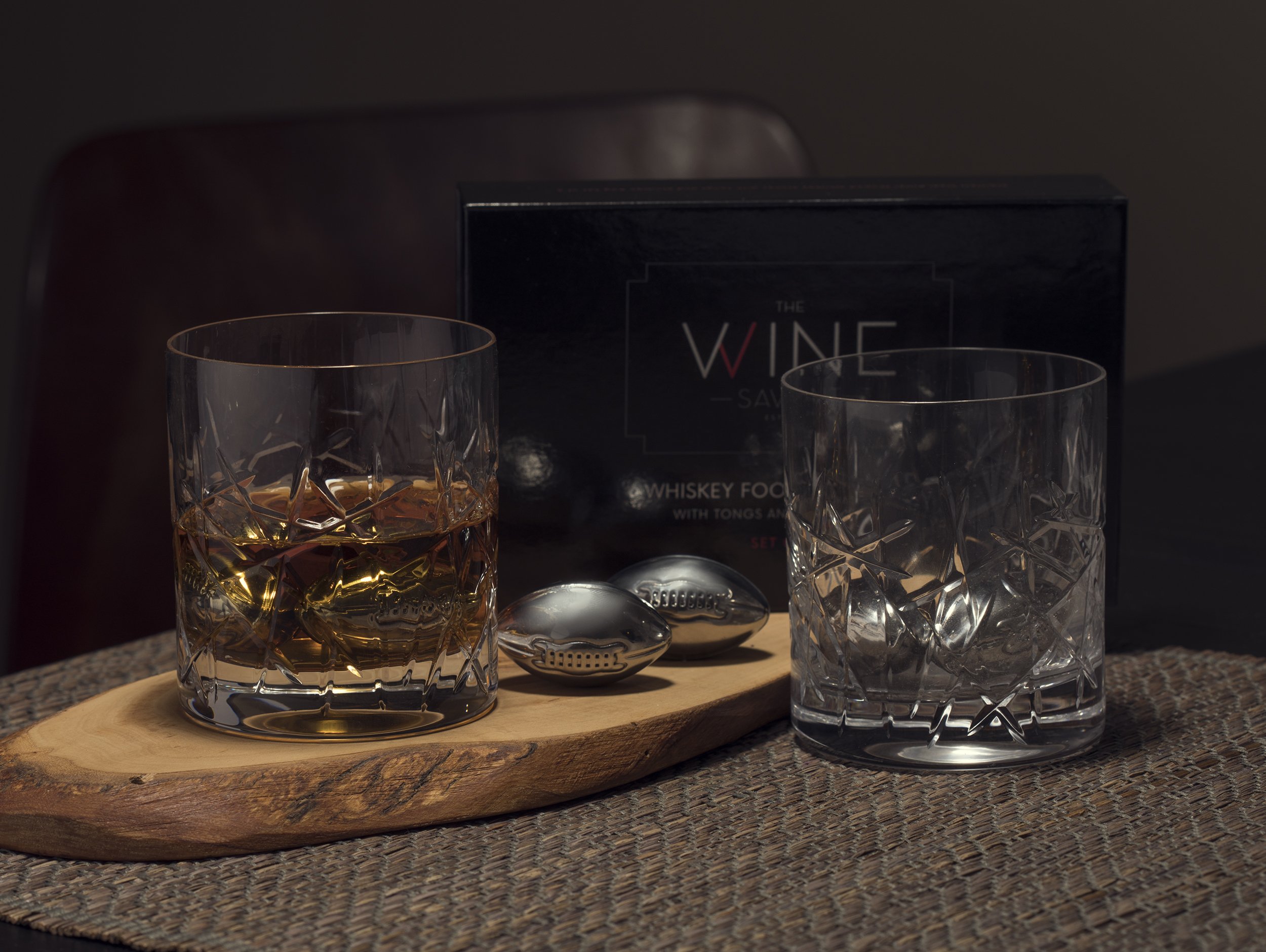 Football Whiskey Stones, Superbowl Chillers, Whiskey Rocks, By The Wine Savant Great for Parties or for Bar Use Tool, 6 Stones Rocks Cubes for Whiskey, Bourbon Vodka, Scotch
