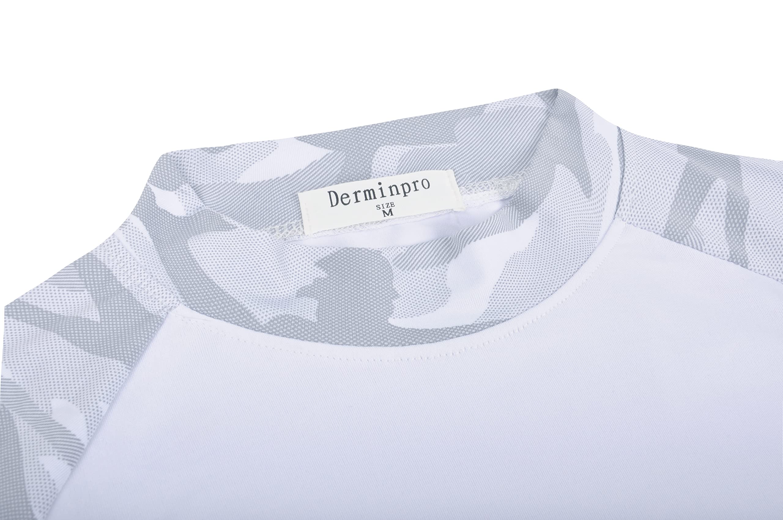 Derminpro Men's Quick Dry Camouflage Long Sleeve Two-Tone Fishing T-shirts White X-Large