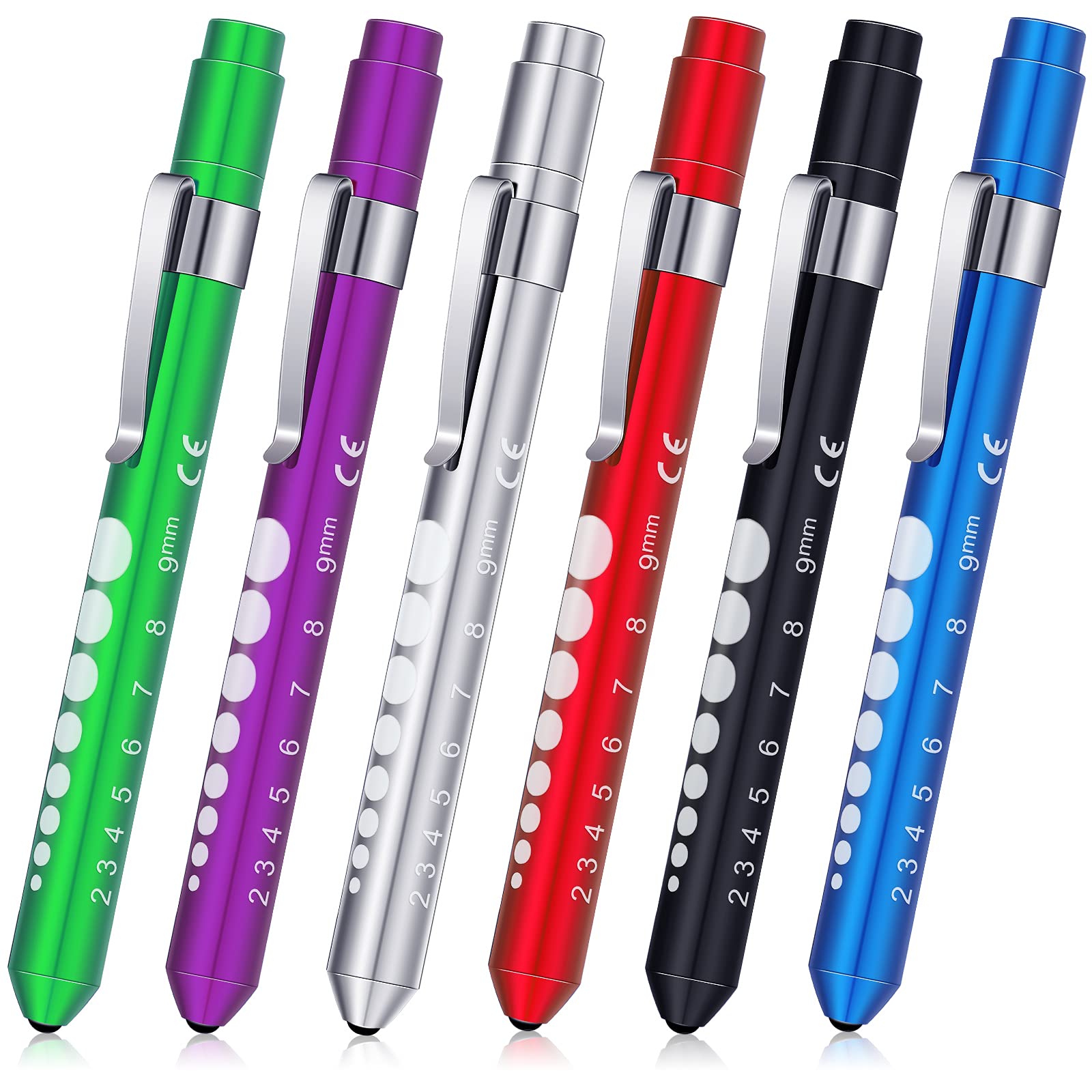 Penlight for Nurse Pen Light Led Reusable Pen Light with Pupil Gauge Nurses Pin Light for Torch Medical Students Doctors Daily Use with Pocket Clip Nurse and Doctor Gifts(6 Pieces,Basic Colors)