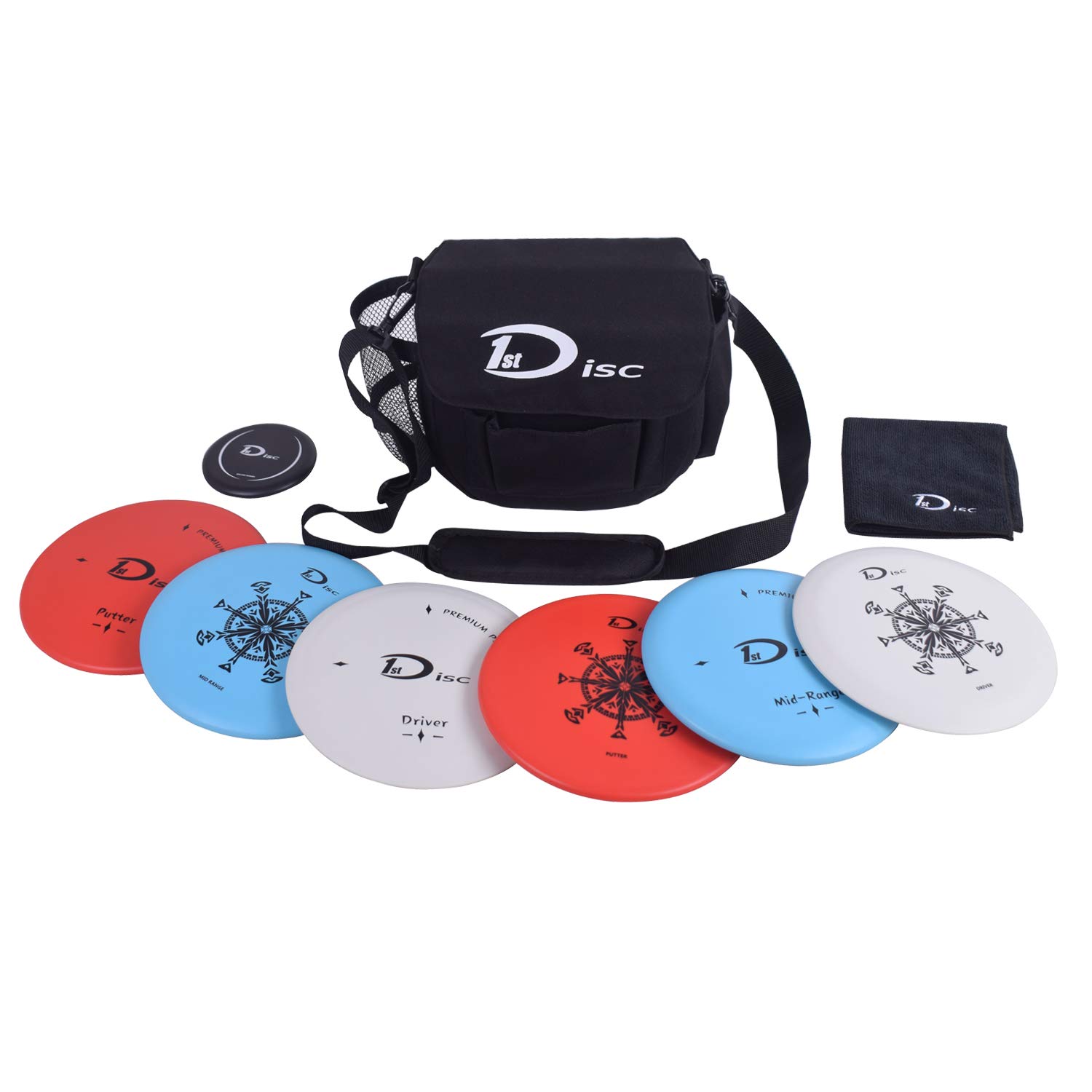 Disc Golf Starter Set-2 PCS Putter, 2 PCS Mid-Range, 2 PCS Driver, 1 Mini disc,1 Towel with Bag