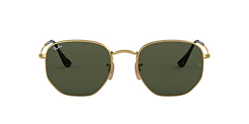 Ray-Ban RB3548N Hexagonal Flat Lens Sunglasses, Gold/G-15 Green, 54 mm