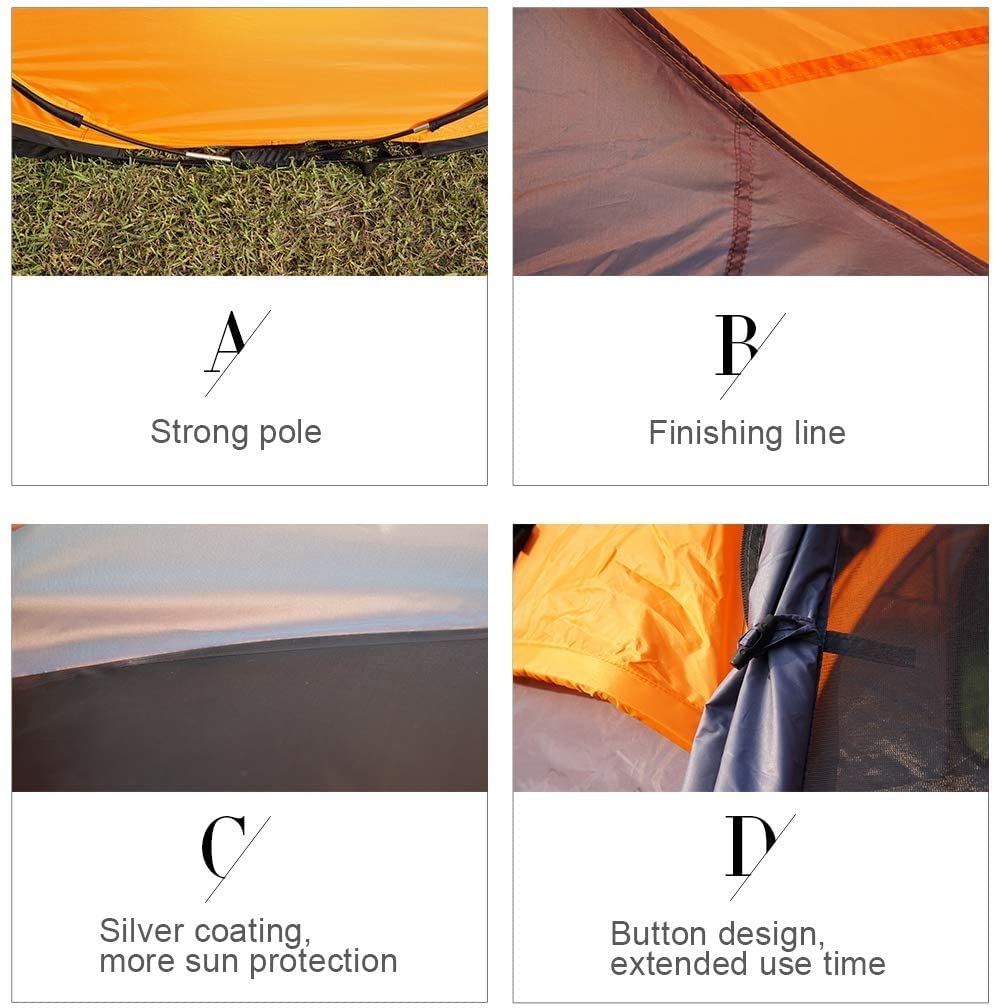 Dome Tent Pop Up Tent X-Large Camping Tent 5-6 Person Tent with Sky-Window, Automatic Setup, Fast Pitch, Fold with Portable Carry Bag Ideal for Family Backpack Hiking, Orange