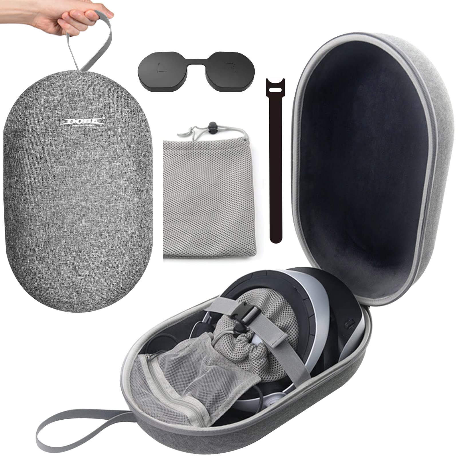 Hard Carrying Case for PS VR 2 Accessories, PS VR 2 Case Hard Travel Storage Bag for ps vr 2 with Lens Protector Cover & Cable Ties, EVA Portable Handbag Fits PS5 Controllers & Charging Statio