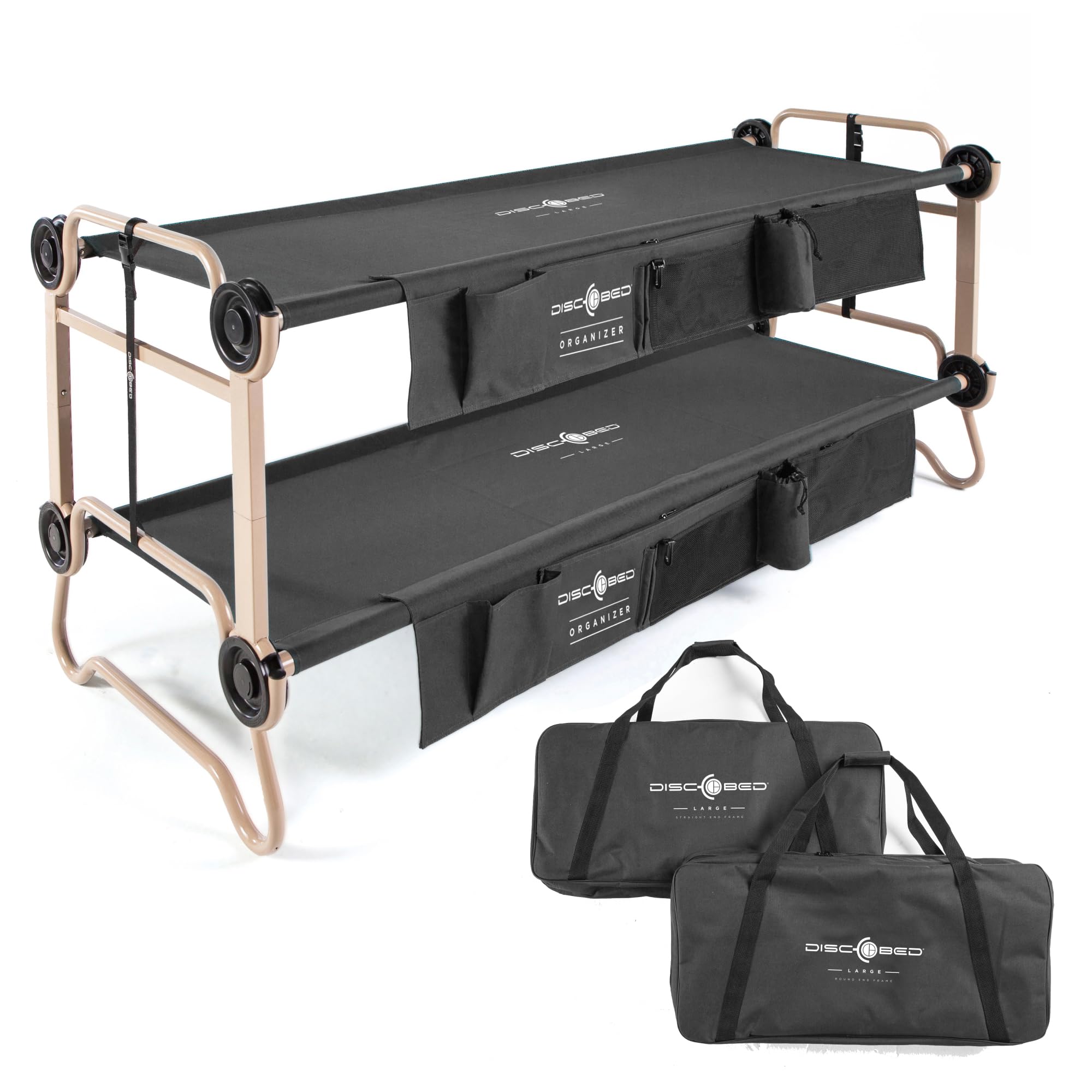 Disc-O-Bed Large, with 2 Side Organizers, Black