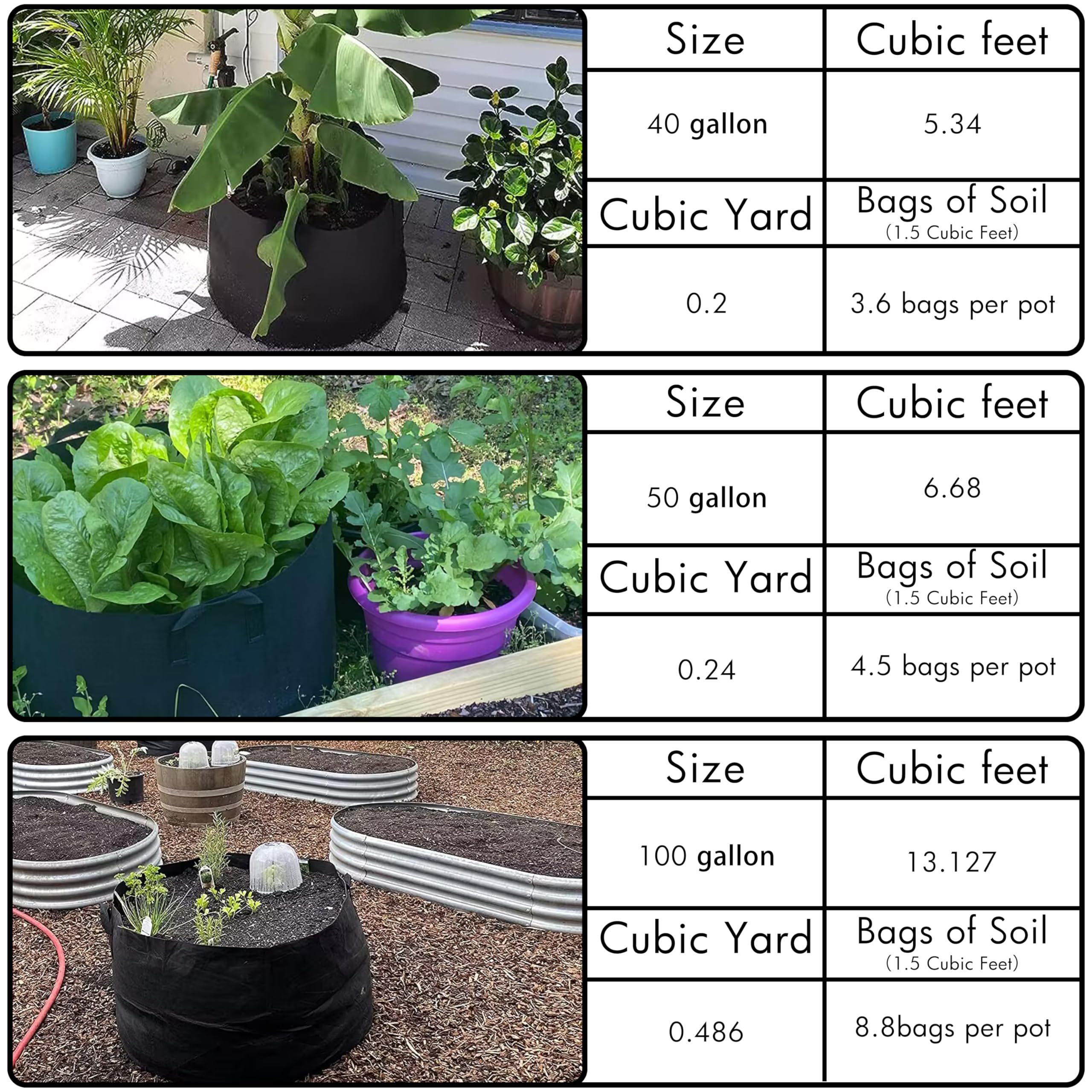 Gardzen 2-Pack 50 Gallon Grow Bags, Aeration Fabric Pots with Handles, Pot for Plants