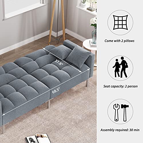 SOFTSEA 74'' Sofa Bed Sleeper Couches and Convertible Sofas, Couch Recliner Convertible Sofa Modern Adjustable Futon Couches Sofas Bed for Living Room Fold Up and Down Recliner Couch (Dark Gray)