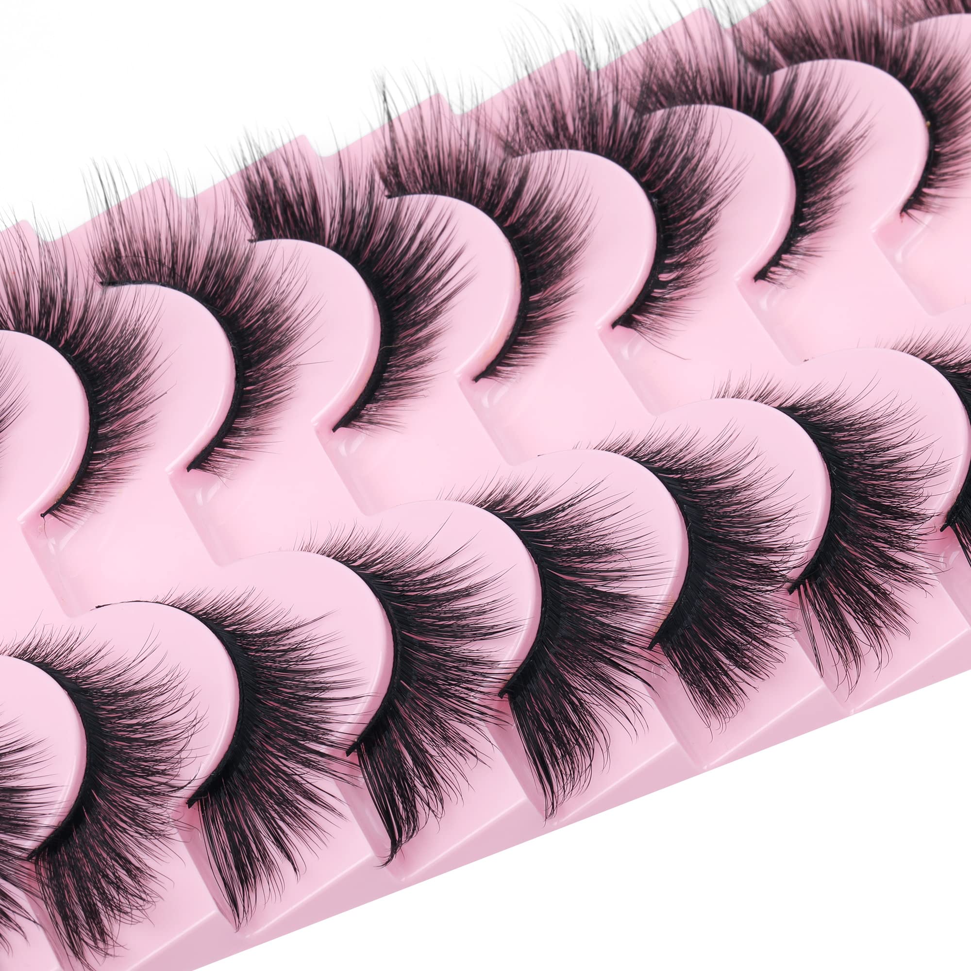 False Eyelashes Natural Look Strip Lashes L Curl Fox Eye Lashes Like Eyelash Extension Wispy Cat Eye lashes Pack Faux Mink Lashes Fluffy Volume Fake Eyelashes by zenotti