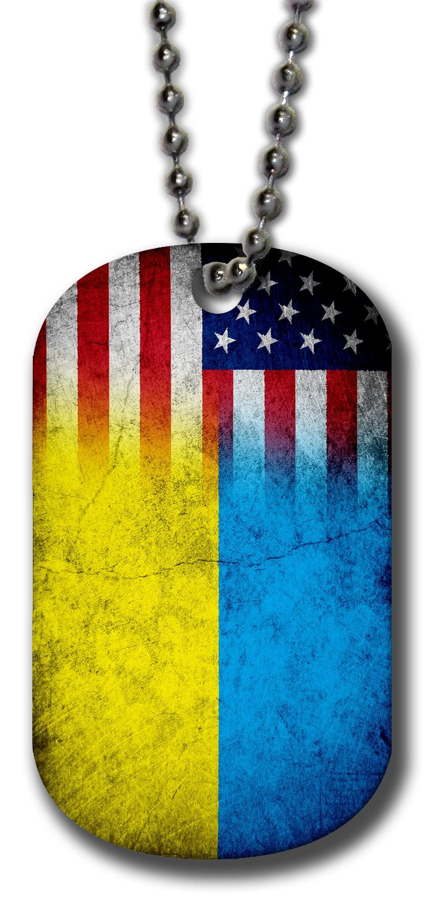 ExpressItBest Aluminum Dog Tag Necklace and Key Ring - Flag of Ukraine (Ukrainian) - Rustic/USA
