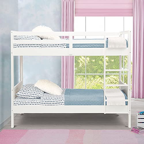Delta Children Convertible Twin Over Twin Wood Bunk Bed with Ladder and Guardrails – Use as Bunk Bed or 2 Stand-Alone Twin Beds – Bed Ships in 2 Boxes, White
