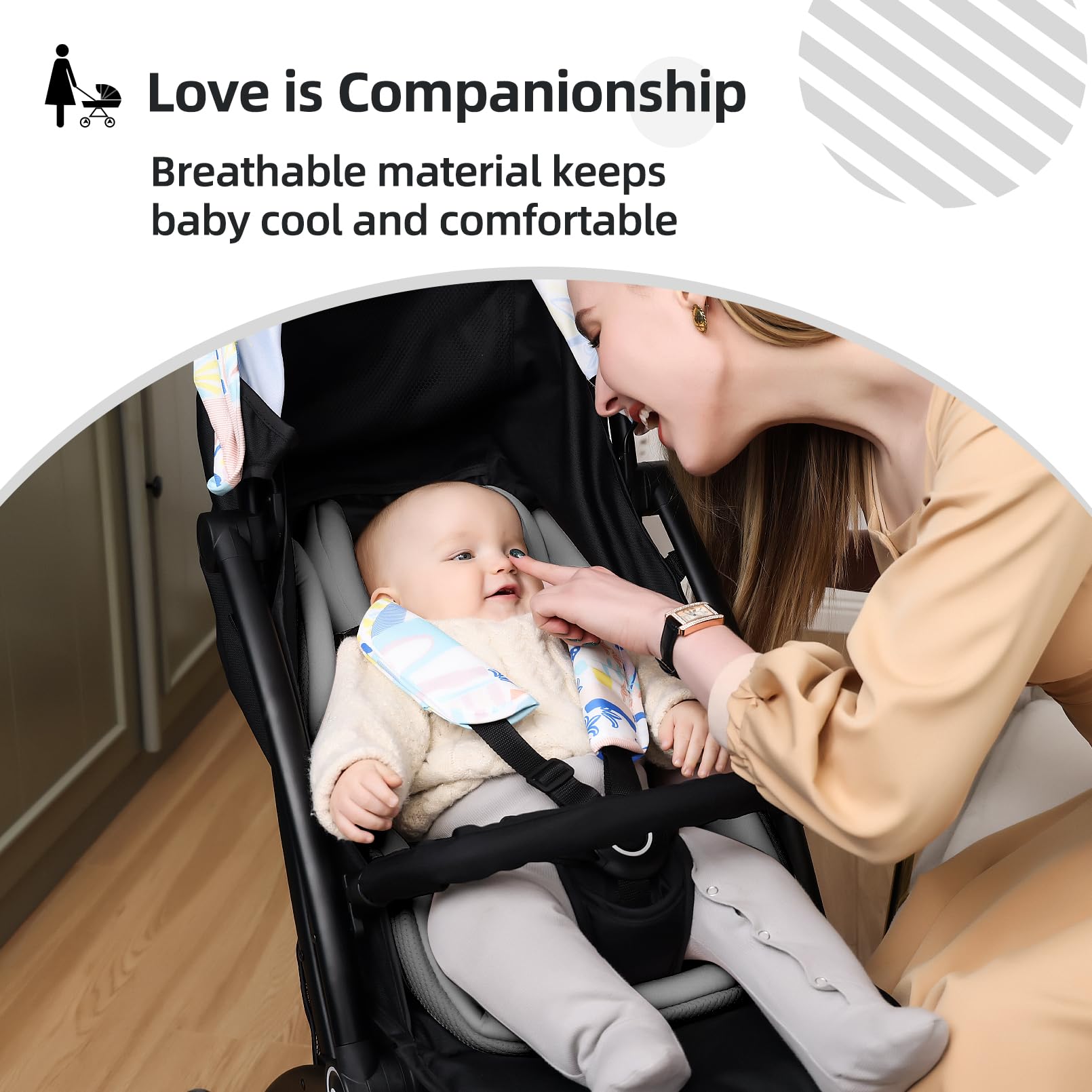 Innokids Baby Stroller Seat Liners Head Body Support Cushion Reversible Infant Liner Insert with Adjustable Pillow Fit Summer and Winter Use (Gray)