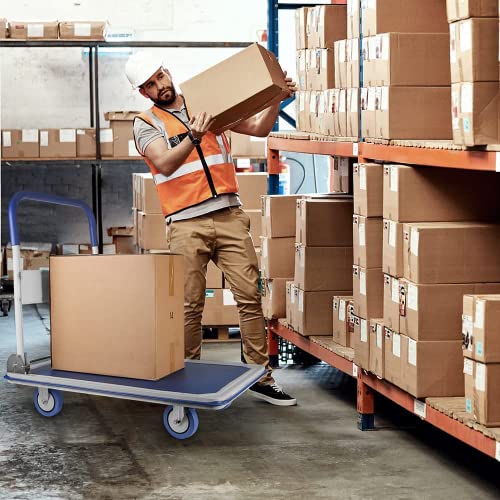 Upgraded Lifetime Appliance Large Foldable Push Cart Dolly | 330 lbs. Capacity Moving Platform Hand Truck | Heavy Duty Space Saving Collapsible | Swivel Push Handle Flat Bed Wagon