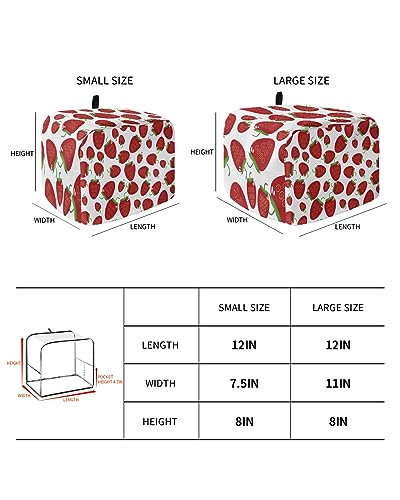 Toaster Cover, 4 Slice Toaster Cover Strawberry Pattern Kitchen Small Appliance Covers, Dust and Machine Washable Bread Maker Cover (12w X 11d X 8h)