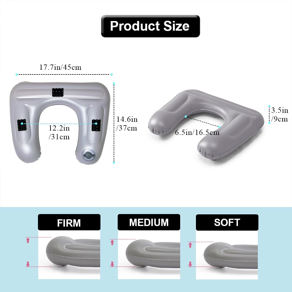 Nevife Raised Donut Pillow,Inflatable Toilet Seat Cushion,Height Adjustable Toilet Seat, PVC Commode Support Cushion for Adults,Seniors,Elderly, Disabled,Tailbone Pain Relief