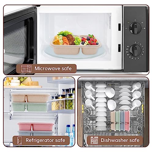 Luriseminger 4 Pack Bento Lunch Box,2 Compartment Snack Containers,Meal Prep Containers Kids/Toddle/Adults,Food Storage Containers for School, Work and Travel (2 Compartment-Multicolor)