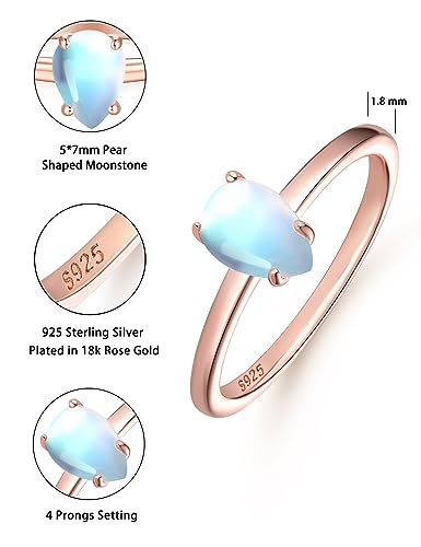 Elspeth Moonstone Ring for Women 925 Sterling Silver with Rose Gold Plated Engagement Promise Rings for Her (6)