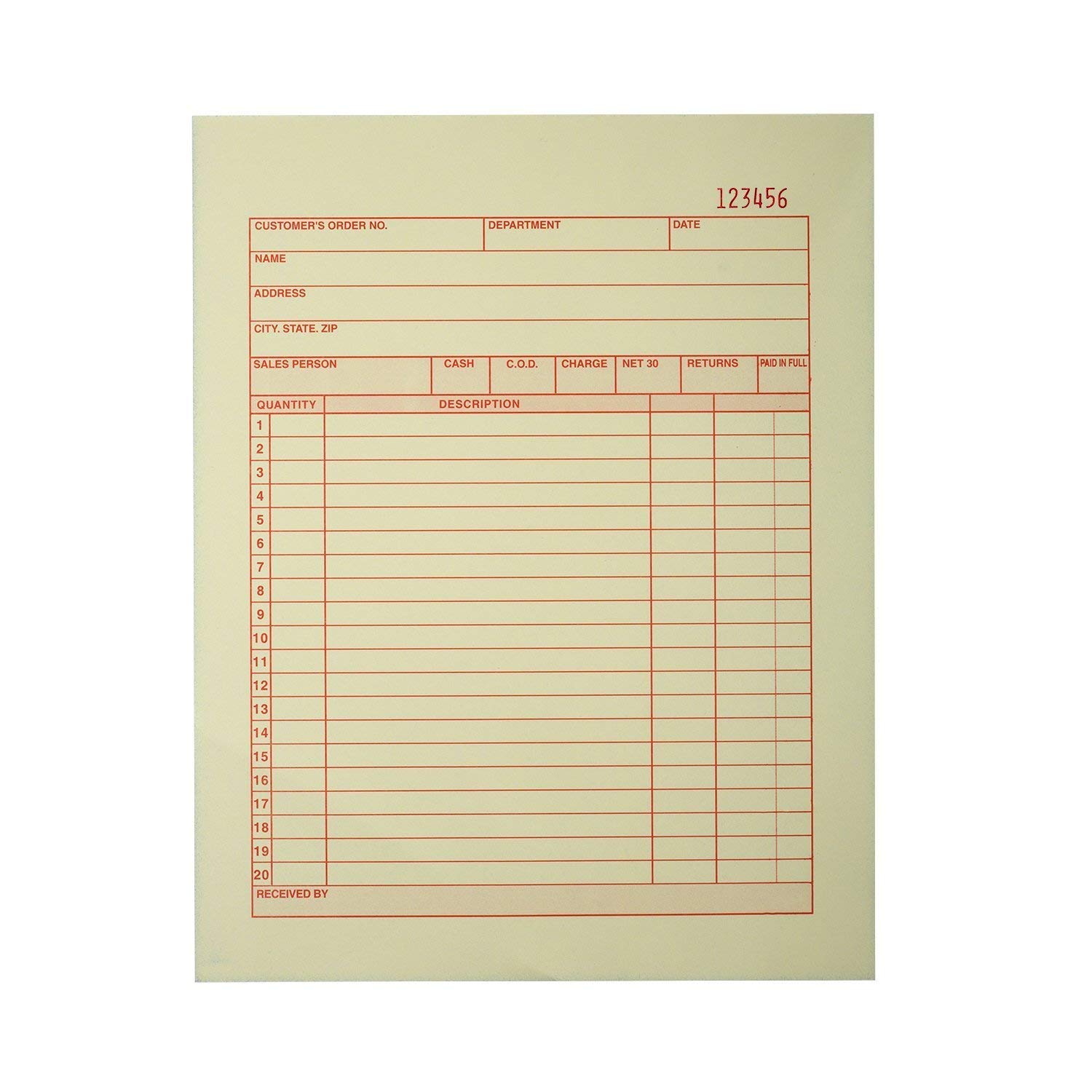 E-Clips 22664 Sales Order Receipt Invoice Book, 30 Carbonless 2 Part White and Canary Yellow Copies, 8.5x11-inch 1-Book