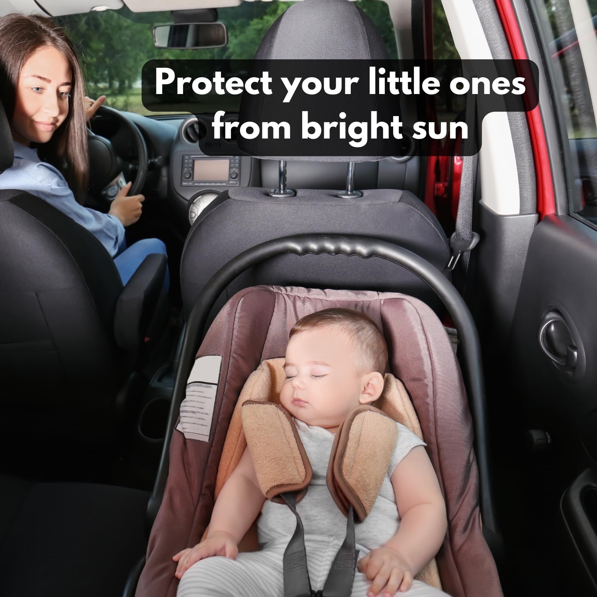 Harrier Hardware Baby & Passenger Side Window Cling Sun Shade, 4-Pack (22 x 14 inches)