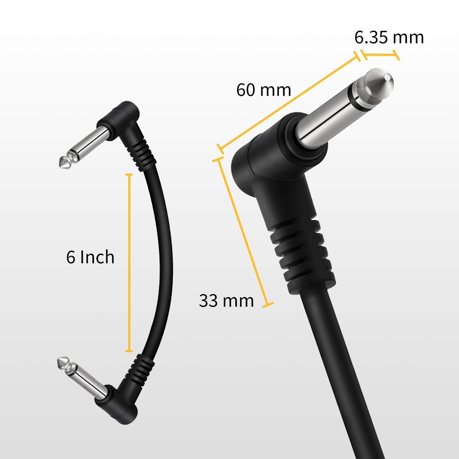 Donner Distortion Guitar Pedal & 6 Inch Guitar Patch Cable Black 6 Pack