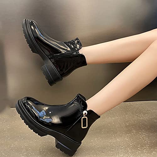 FASDNENDYS Ankle Boots for Women Low Heel Women Boots New Waterproof Snow Boots for Winter Shoes Womens Side V Cut Boots Black