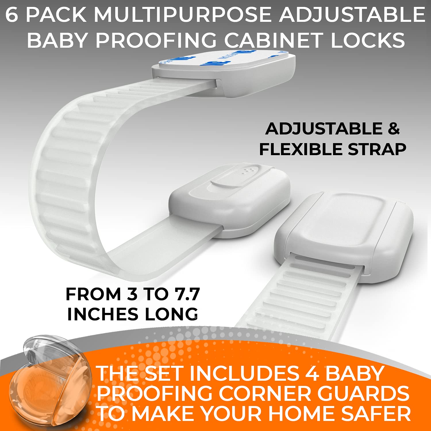 Family Care Corner Protector Baby 20 Pack +7 Pack Baby Cabinet Locks + 4 Pack Corner Protector Baby