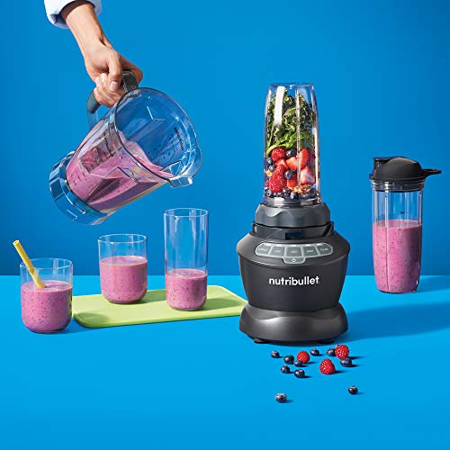 NutriBullet ZNBF30500Z Blender Combo 1200 Watt, 1200W, Dark Gray & Blender 64 oz Pitcher