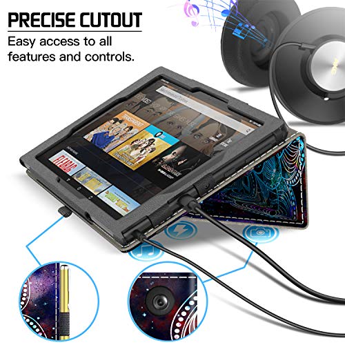 VORI Folio Case for Amazon Fire HD 8 & Fire HD 8 Plus Tablet (12th/10th Generation, 2022/2020 Release), Slim Premium PU Leather Stand Protective Cover with Auto Wake/Sleep, Mandala Galaxy