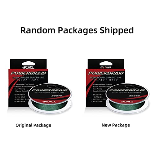 RUNCL PowerBraid Braided Fishing Line, Ultra Durable Braided Line 4 Strands - Seamless Weaving Tech, Enhanced Coating Tech, Zero Stretch, High Sensitivity (Moss Green, 500Yds, 25LB(11.3kgs))