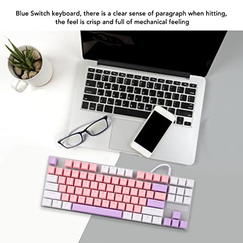 HAIKOO Mechanical Keyboard, Fullkey Conflictfree Mechanical Gaming Keyboard for Computer (Pink)