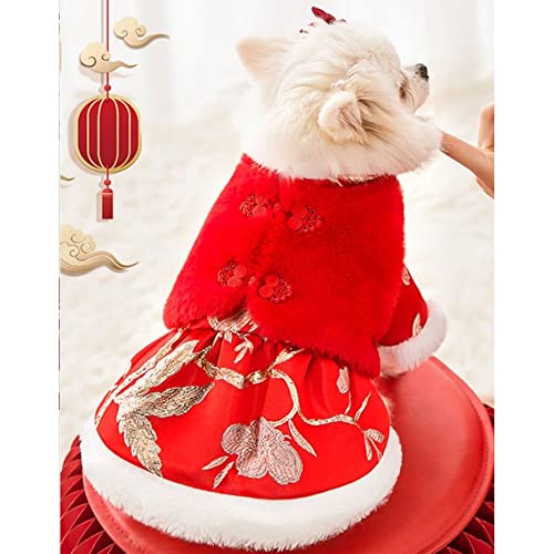 JYDQM Tang Suit Coat Dog Clothes Jacket for Dogs Clothing Pet Outfits Small Cute Winter Warm (Color : Red, Size : M Code)