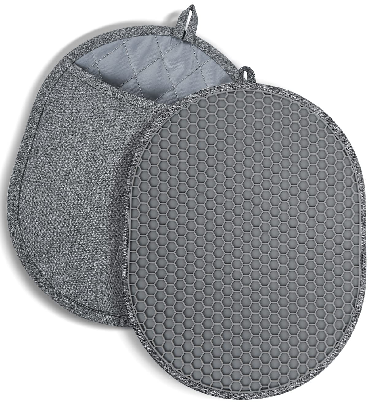Pot Holders for Kitchen Heat Resistant, Silicone Pot Holders Set of 2 Hot Pads Pot Holders with Pocket Machine Washable for Cooking Baking, 9.8"x7.6"