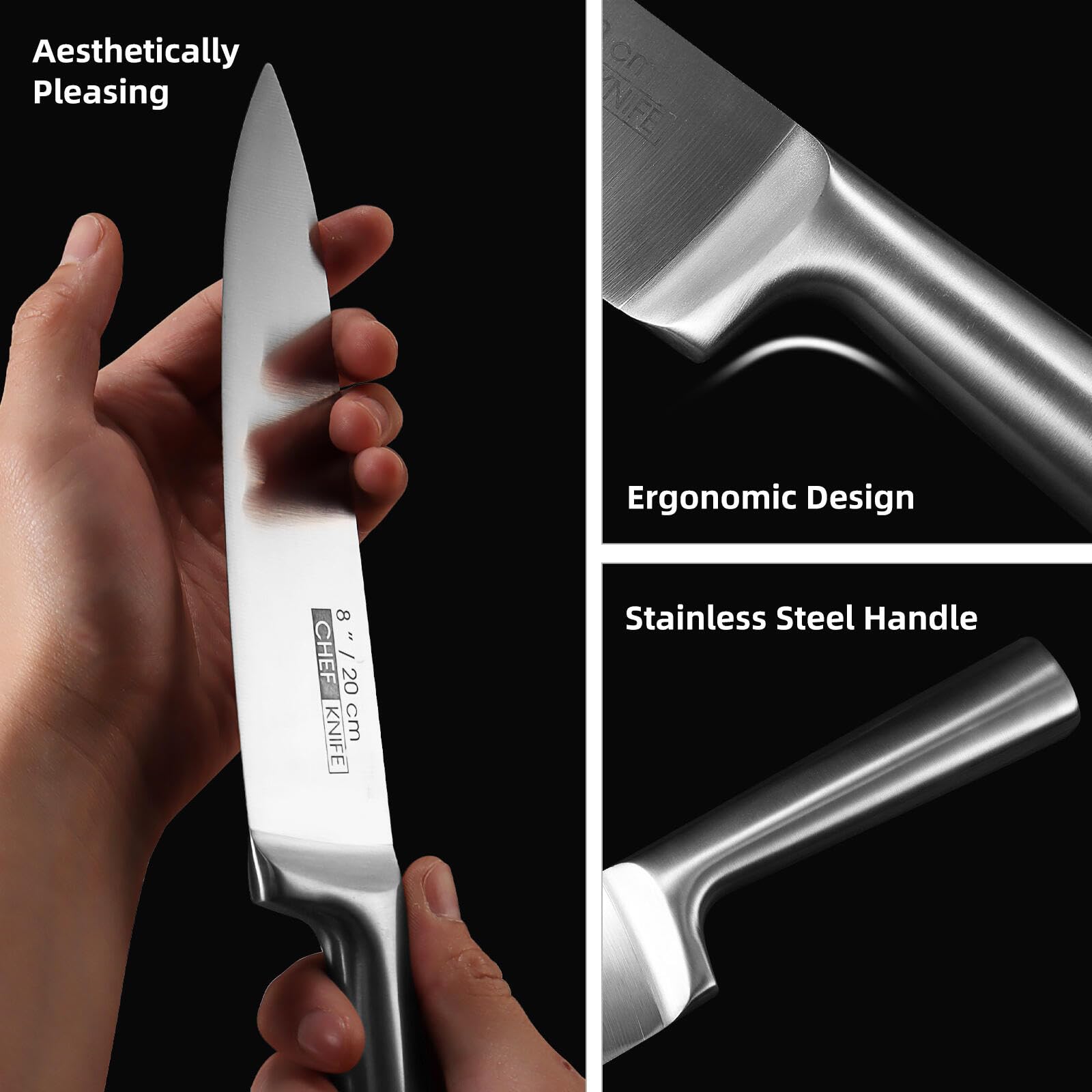 KOFERY 5 Piece Professional Kitchen Knife Set, Integrated Ergonomic Handle with High Carbon Stainless Steel Blades - Sharp Chef Knife Set for Multipurpose Cooking, Gift Box Included