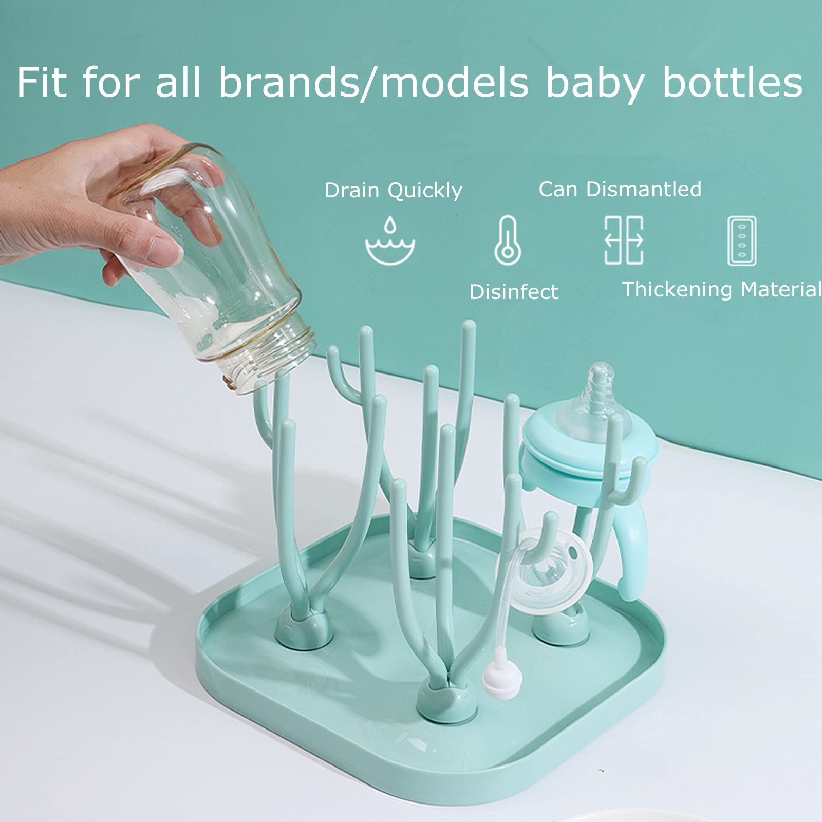 Gavoyeat Baby Bottle Drying Rack Dryer Holder Stand for Nursing Bottles, Cups, Teats, Pump Parts - Space Saving Storage