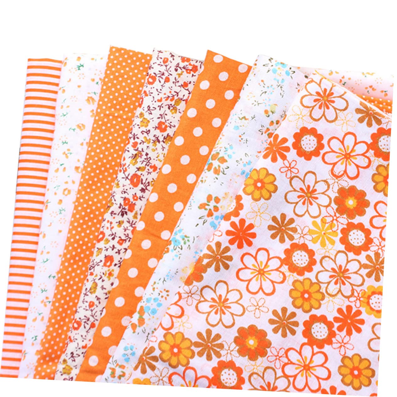 Operitacx 7pcs Orange Cotton Fabric Squares Handmade Cotton Fabrics Fabric Bundles Orange Sewing Fabric Cloth Material Floral Cotton Sewing Squares Quilted Fabric Patchwork