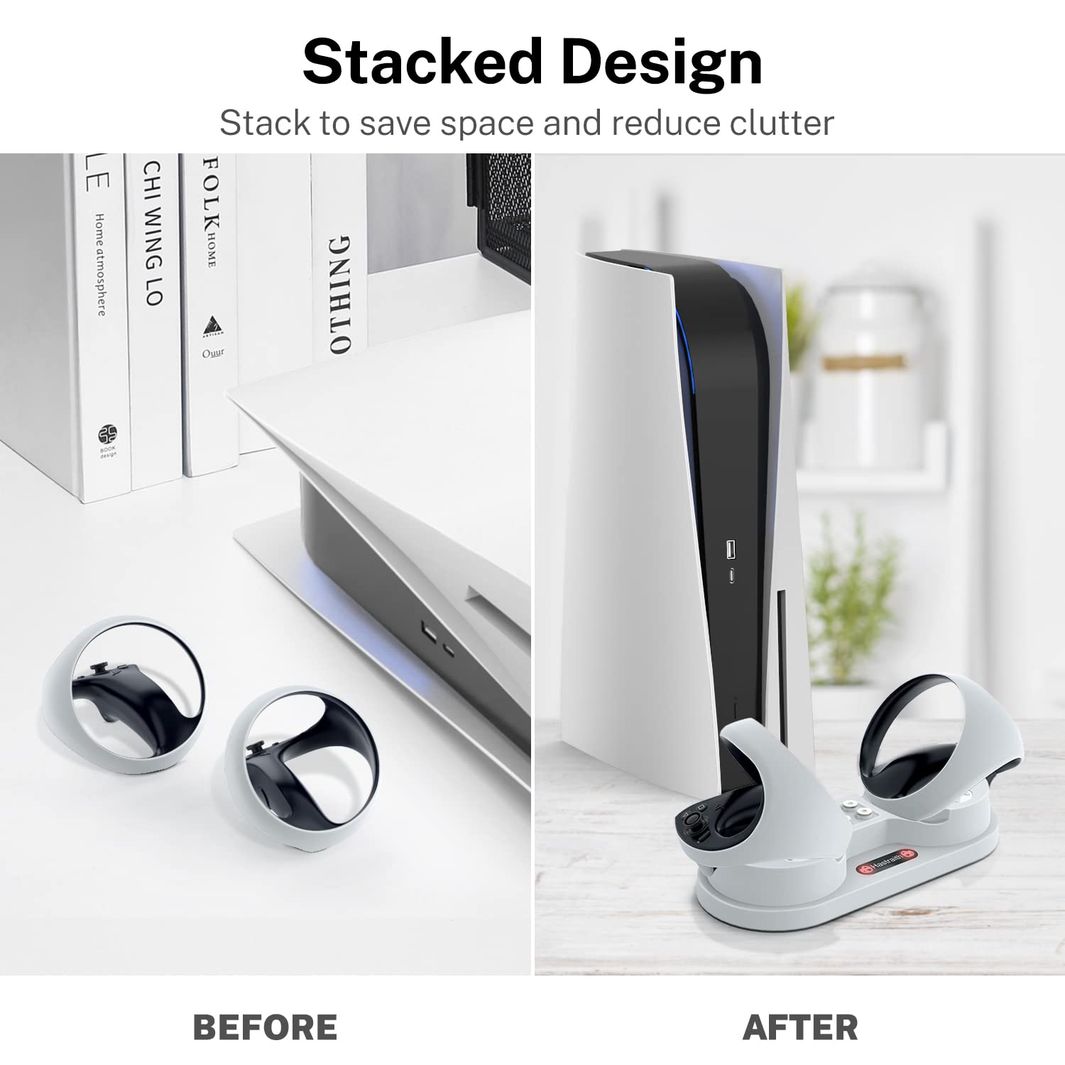 Hastraith Charging Station for PSVR2 Console with Quick Charge Port for PS VR2, Non-Slip Portable Heat Dissipation Holder with Charging USB C Cable Compatible with PS VR2 Dock Stand Accessories, White