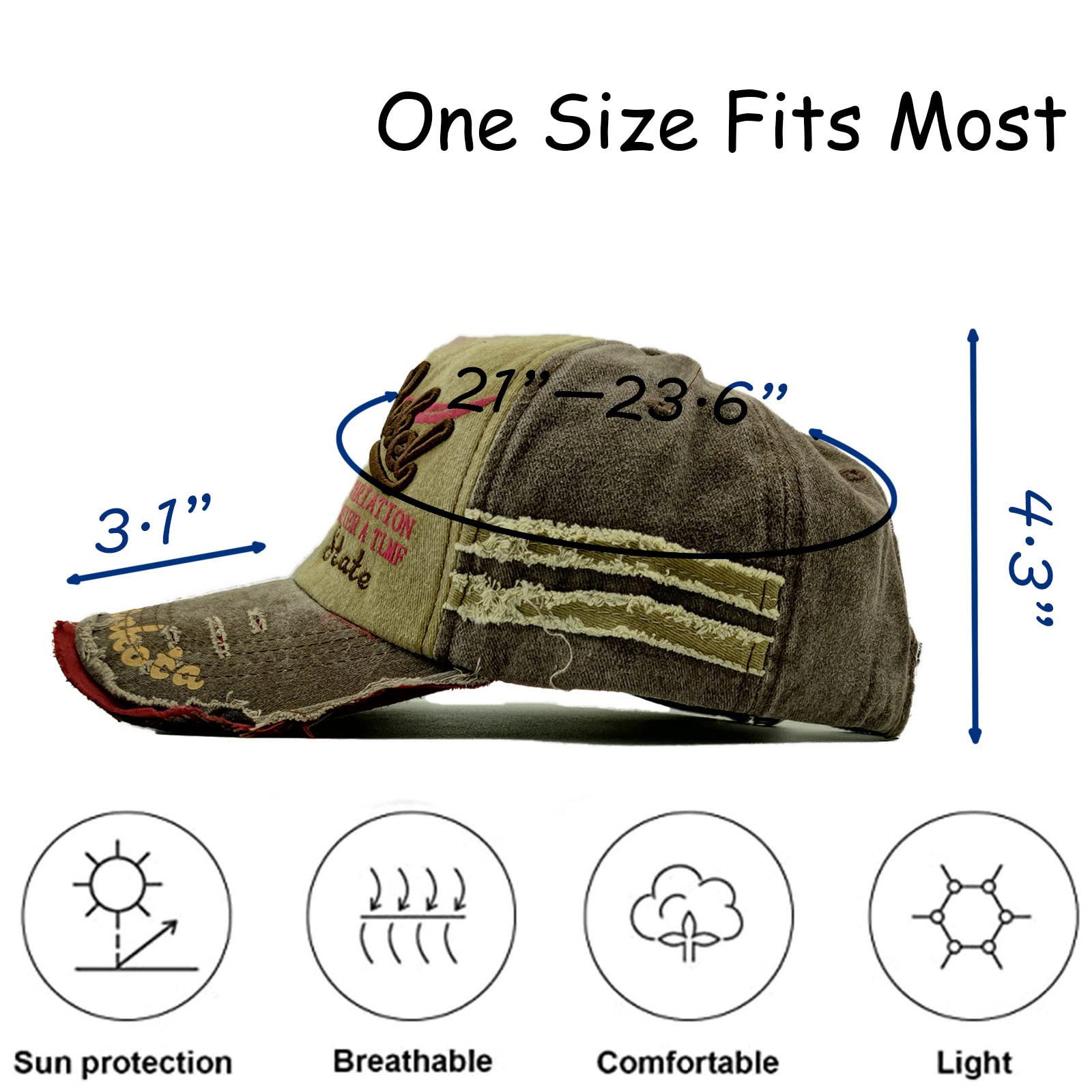 Embroidered Cotton Baseball Cap Unisex Vintage Classic Dad Hat Soft Snapback Sunhat Outdoor Activities for Men Women Kids Brown
