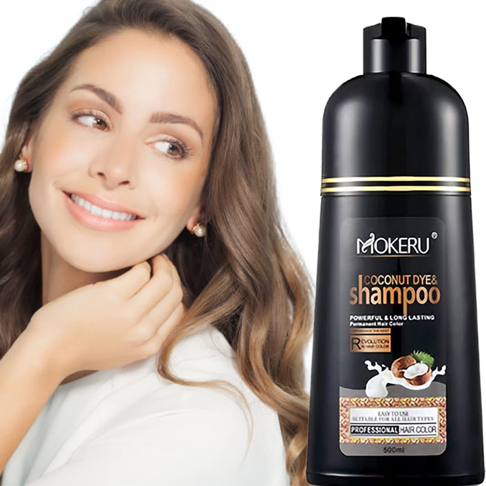 Hair Dye Shampoo,Natural 100% Gray Coverage Hair Dye,10 Minutes Herbal Hair Coloring Shampoo for Men&Women (Light Brown)