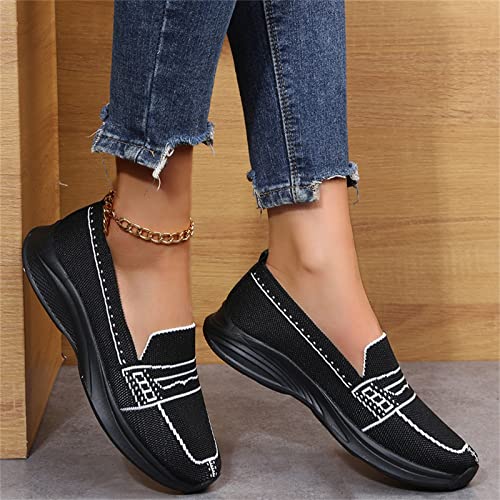 FASDNENDYS Ladies Fashion Solid Color Mesh Breathable Cover Foot Flat Casual Shoes for Womens Black