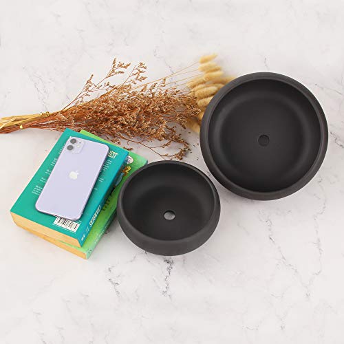 Happy Bonsai 2 pc 6" + 8" Unglazed Round Ceramic Succulent Planter Pot Set