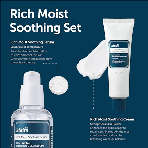 DearKlairs Rich Moist Soothing Cream 80ml, Sensitive Skin, Hypoallergenic, Centella Asiatica, Ceremide, Moisturizer, Full Hydration, Non-sticky texture, K-beauty