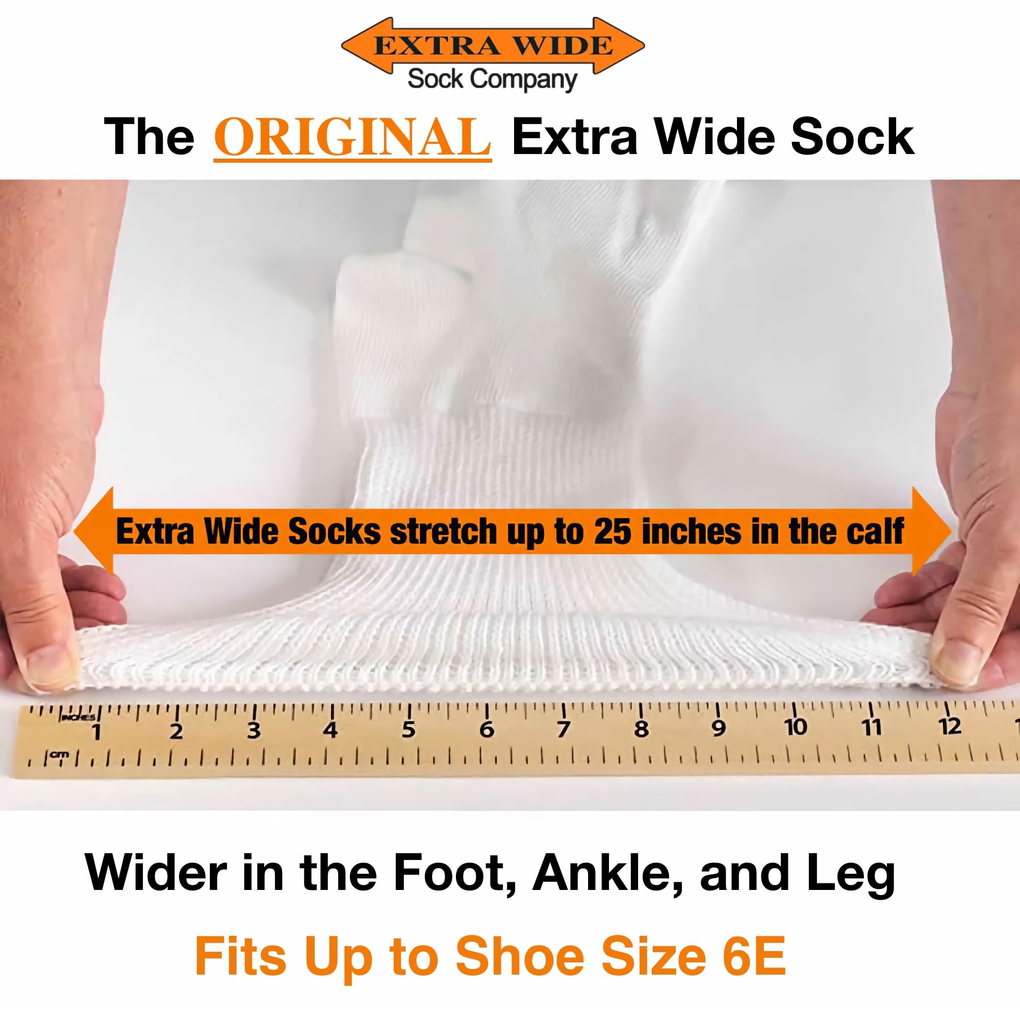 Extra Wide Comfort Fit Athletic Crew (Mid-Calf) Socks for Men and Women, Pick your size, Do not size up (Large, Large - Black)