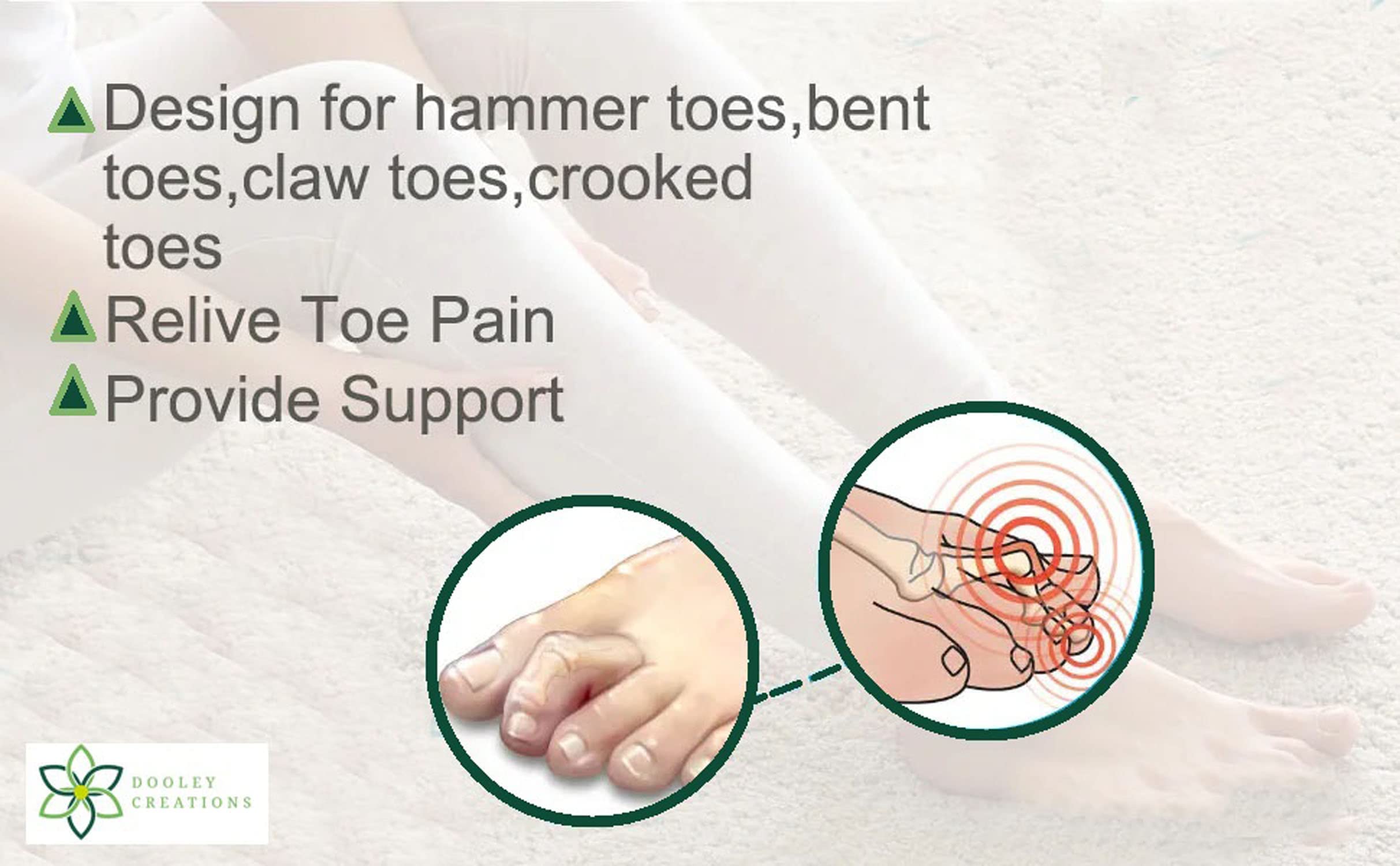 DOOLEY CREATIONS Hammer Toe Helper For Men & Women Fix Hammertoe Splints for Straightening Curled Bent crooked toes, comes with 3 different sizes, Toe Straightener