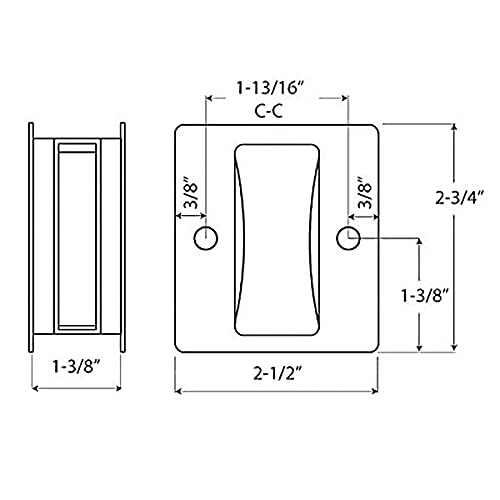 HOMOTEK Privacy Pocket Door Pull Without Switch Plate - Replace Old Or Damaged Passage Sliding Door Pull No Lock Quickly and Easily, 2-3/4”x2-1/2”, for 1-3/8” Thickness Door, Brushed Nickel